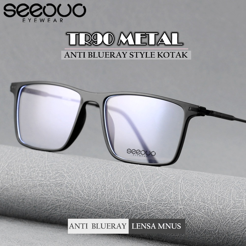 Jual Seeouo Kacamata Antiradiasi Blueray Model Kotak TR+Metal Ringan Laki-laki dan Wanita Bisa ...