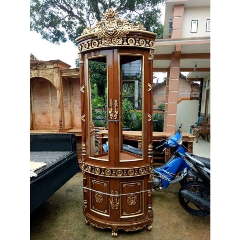 Jual almari hias sudut kayu jati ukir mebel jepara - almari ukir sudut ...