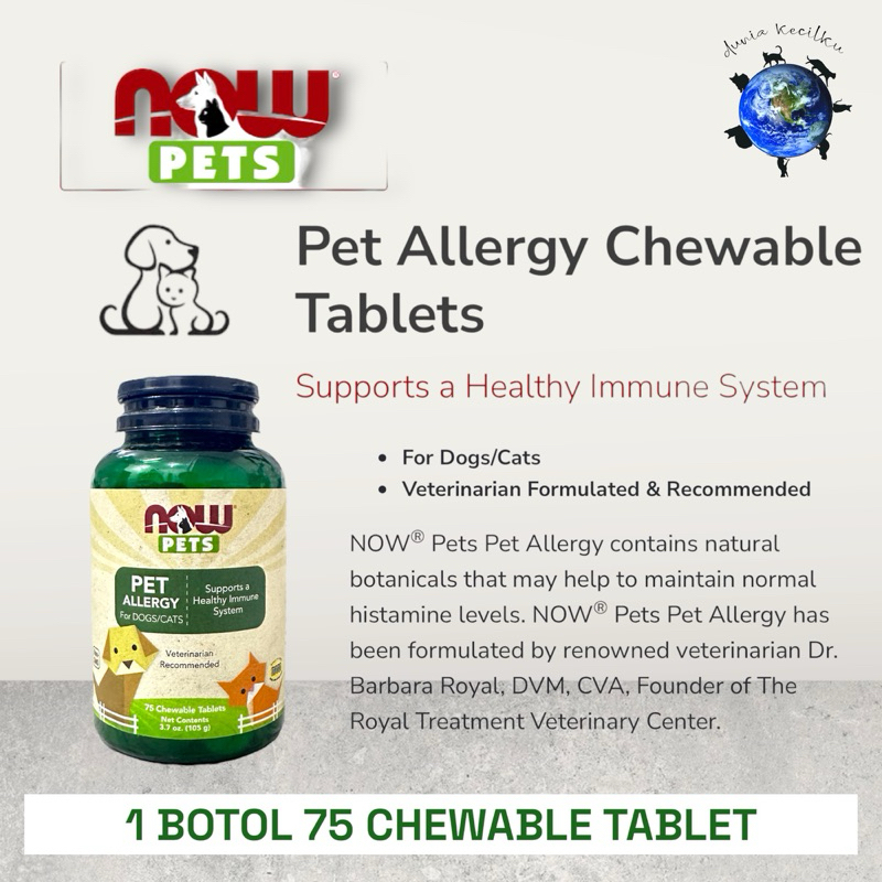 Jual Now Pets Pet Allergy 75 Chewable Tablets | Shopee Indonesia