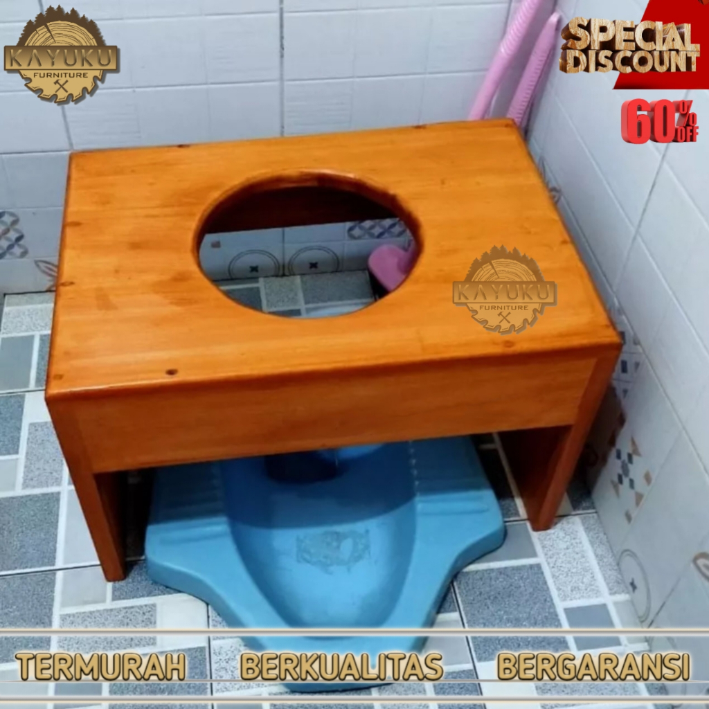 Jual TERMURAH kursi wc kursi jongkok bolong ukuran 47 x 33 x 20 cm Kayu ...