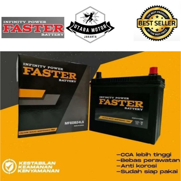 Jual FASTER Aki Kering Mobil MF 60B24LS NS60LS 12V 48AH CRV CIVIC HRV VIOS | Shopee Indonesia