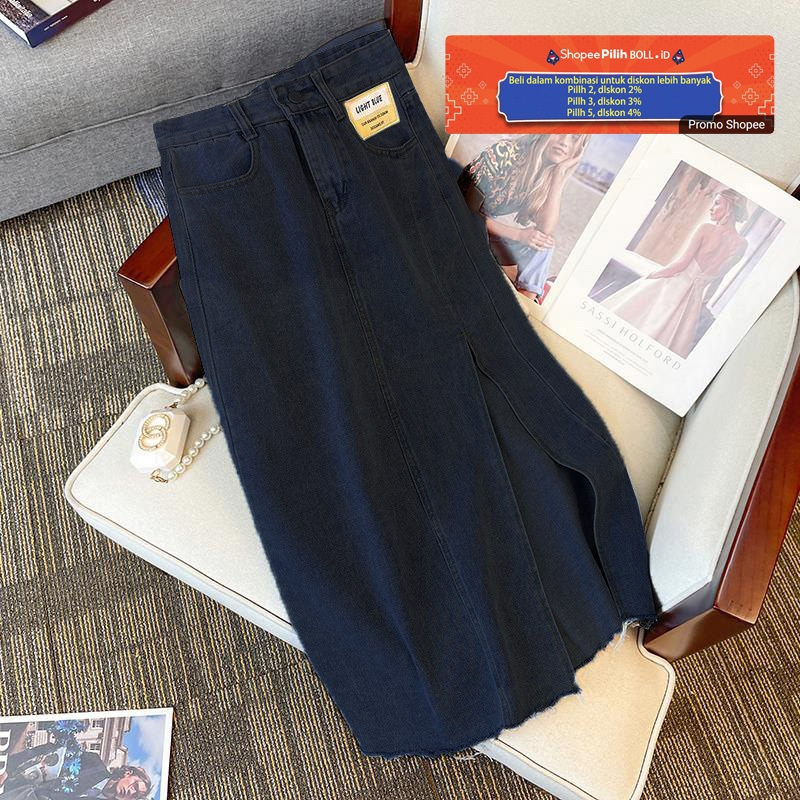 Jual 【boll.id】Bigsize Jumbo — Rok Jeans Panjang Rok Span Korean Style ...