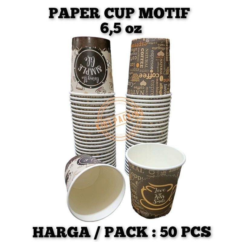 Jual Paper Cup Motif 6.5oz Isi 50pcs / Gelas Kertas Motif Kopi 6.5 Oz Isi 50 pcs | Shopee Indonesia