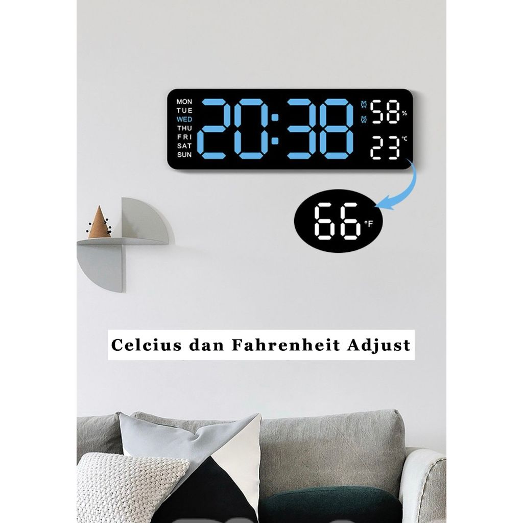 Jual Jam Dinding Digital LED Tampilan Tanggal Suhu Dekorasi /Jam ...