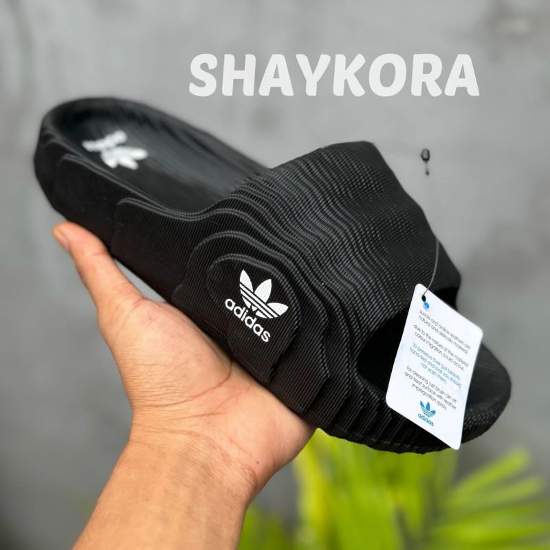 Jual SENDAL SLOP ADIDAS HITAM ADILETE SLIDE FULL BLACK PUL EVA 39-45 ...