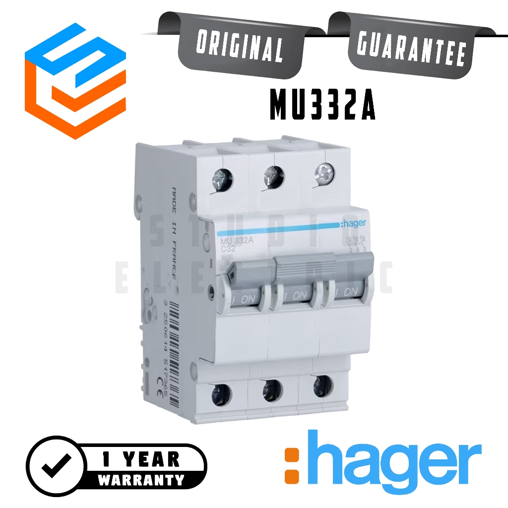 Jual Hager MCB 3P 32A MU332A 6kA 3 Phase 32 Ampere SNI - Triple Pole | Shopee Indonesia