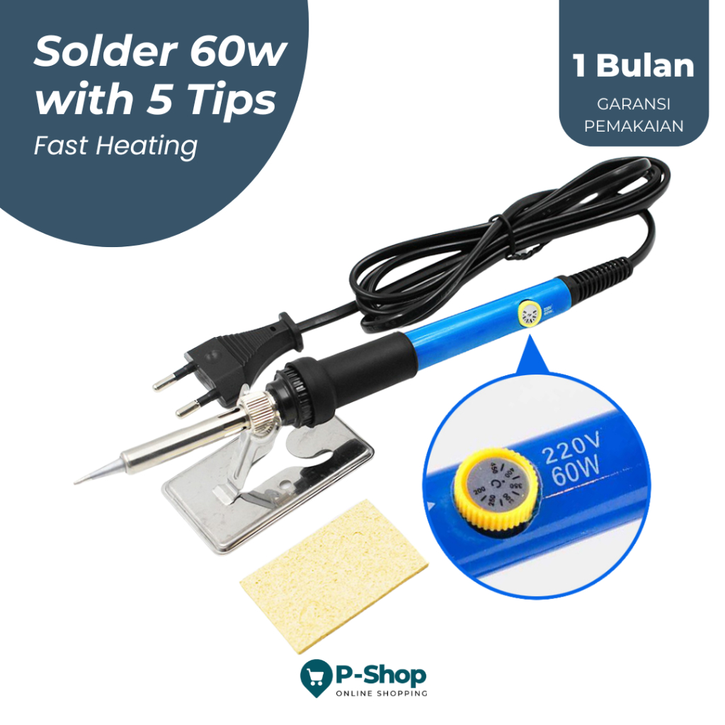 Jual Solder Adjustable Temperature 200 - 450 C/ 60W/Solder listrik tangan 60w watt Pengatur Suhu ...