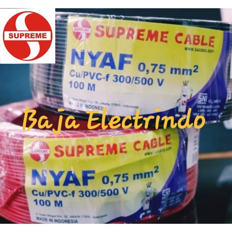 Jual SUPREME NYAF 0,75mm Roll 100m Kabel Kontrol Serabut NYAF 0,75 SUPREME @100m NYAF 0.75mm 1x0 ...