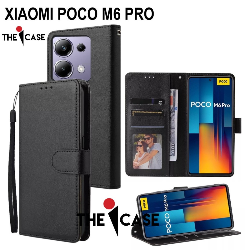 Jual Casing XIAOMI POCO M6 PRO model flip buka tutup case kulit ada tempat foto dan kartu juga ...