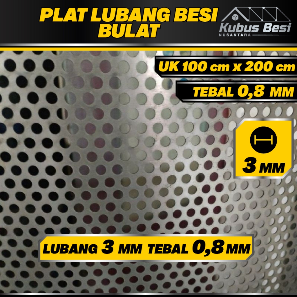 Jual 100x200 cm - Plat Lubang Bulat 3 mm - Tebal 0,8 mm. Ram Gril/Plat ...