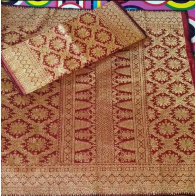 Jual SALEE 10 10 songket lepus maron gold / songket palembang asli ...