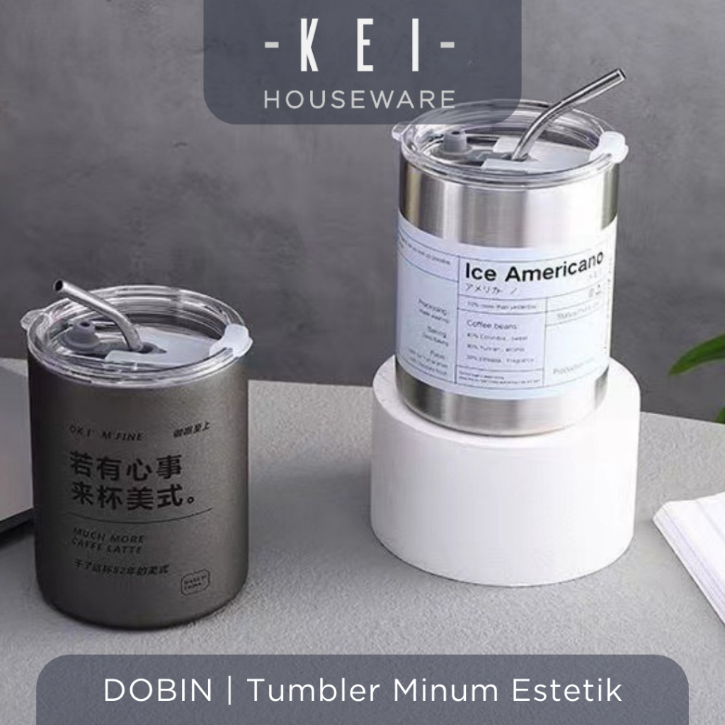 Jual 【KEI】DOBIN Tumbler Besi Minuman Estetis Botol Stainless Kopi Teh ...