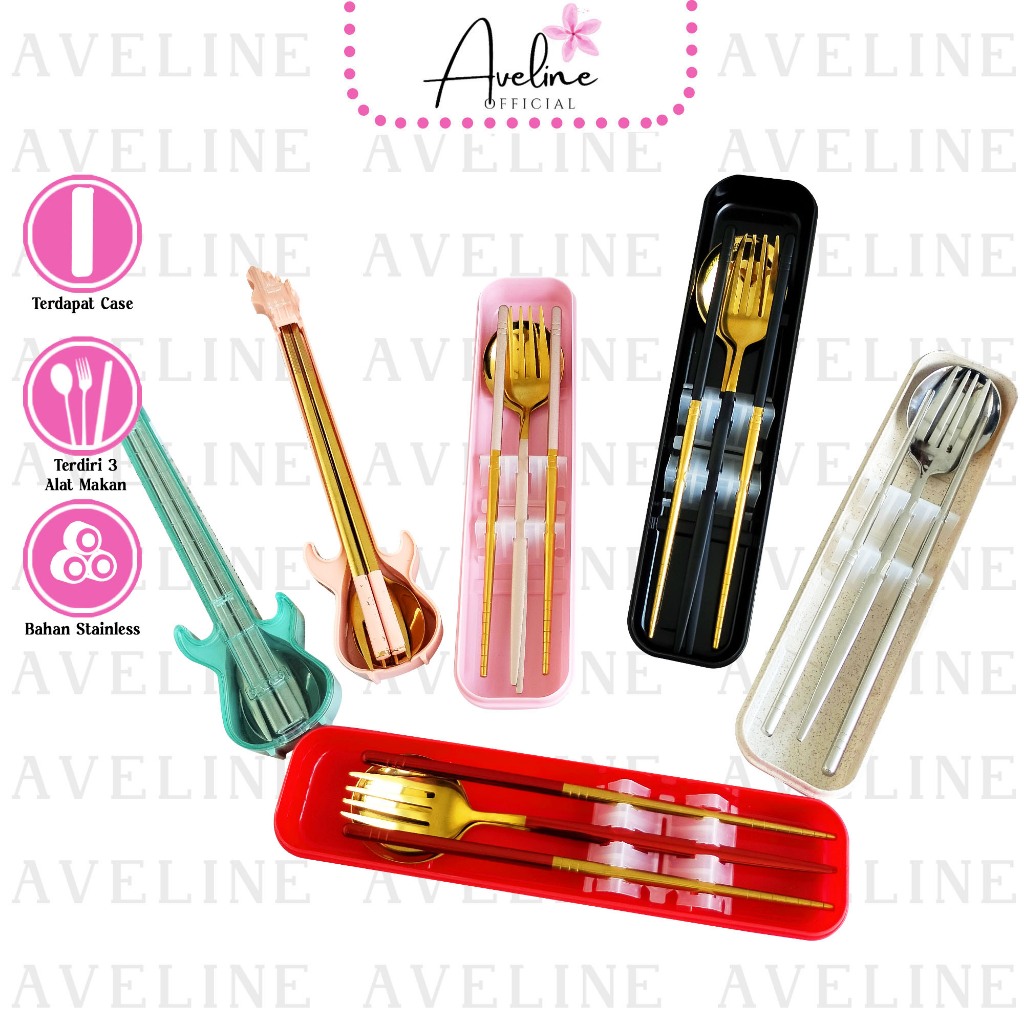 Jual AVELINE Hampers Set Alat Makan / Sendok Travel / Box Sendok Garpu ...