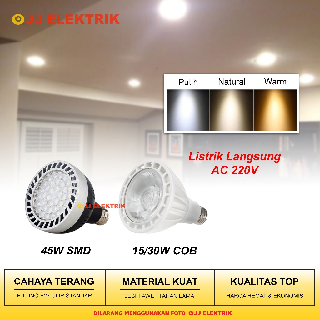 Jual Lampu Sorot LED PAR 30 15W 30W 45W - Spotlight Spot Fitting E27 - Bohlam Cahaya Fokus ...