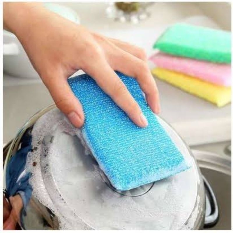 Jual metalik spon busa cuci piring sabut jaring spon dishwashing sponge ...