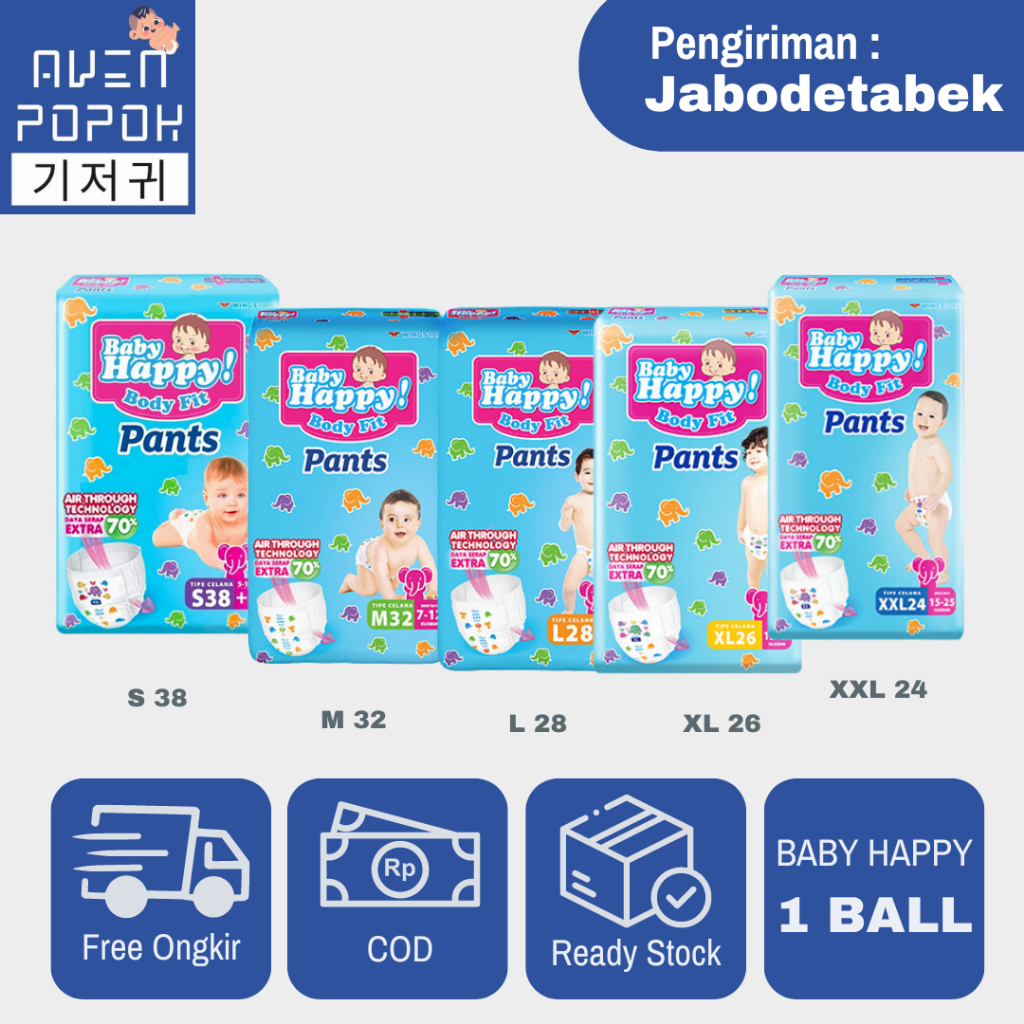 Jual Baby Happy Fit Pants S38/M32/L28/XL26/XXL24 | Shopee Indonesia