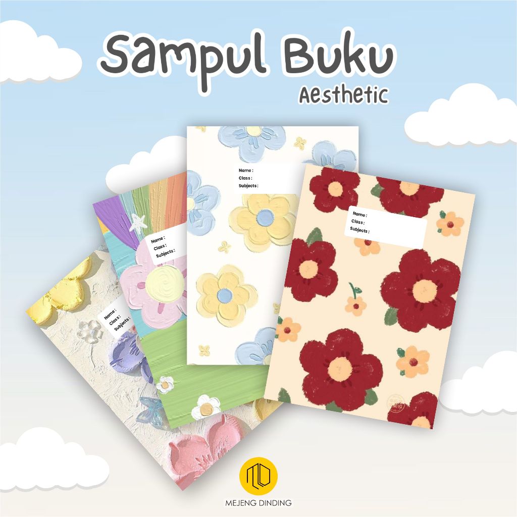Jual SAMPUL BUKU AESTHETIC ISI 10 PCS / SAMPUL BUKU MOTIF BUNGA FLOWERS ...