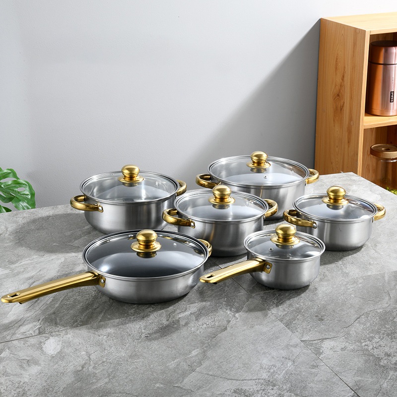Jual Panci set stainless 6pcs steel tutup kaca / Panci Masak Stainless ...
