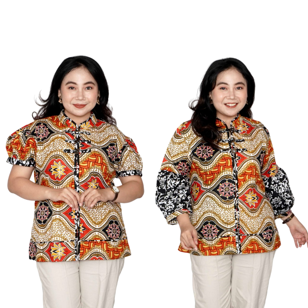 Jual Putri Nasya - Atasan Batik Big Size Blouse Pendek Panjang K M S ...