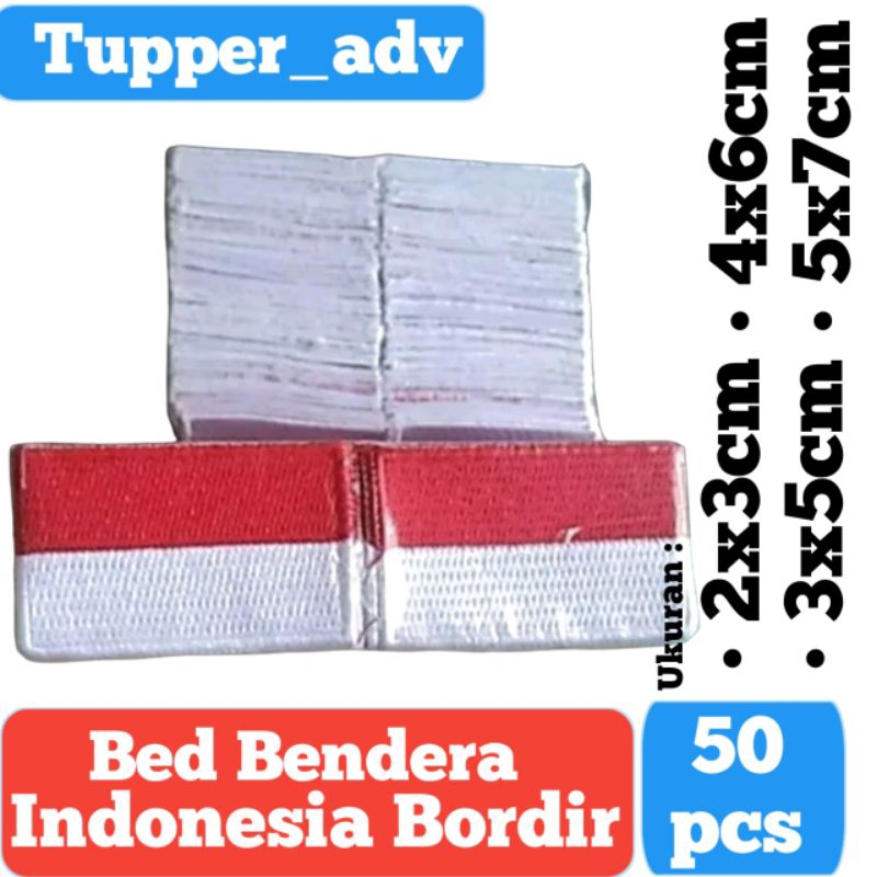 Jual Isi 50pcs Bed Bendera Merah Putih Bordir / patch Indonesia ...