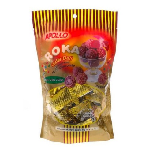 Jual Roka Apollo Wafer Chocolate Ball Mini Pack Bola Coklat Wafer Roka ...