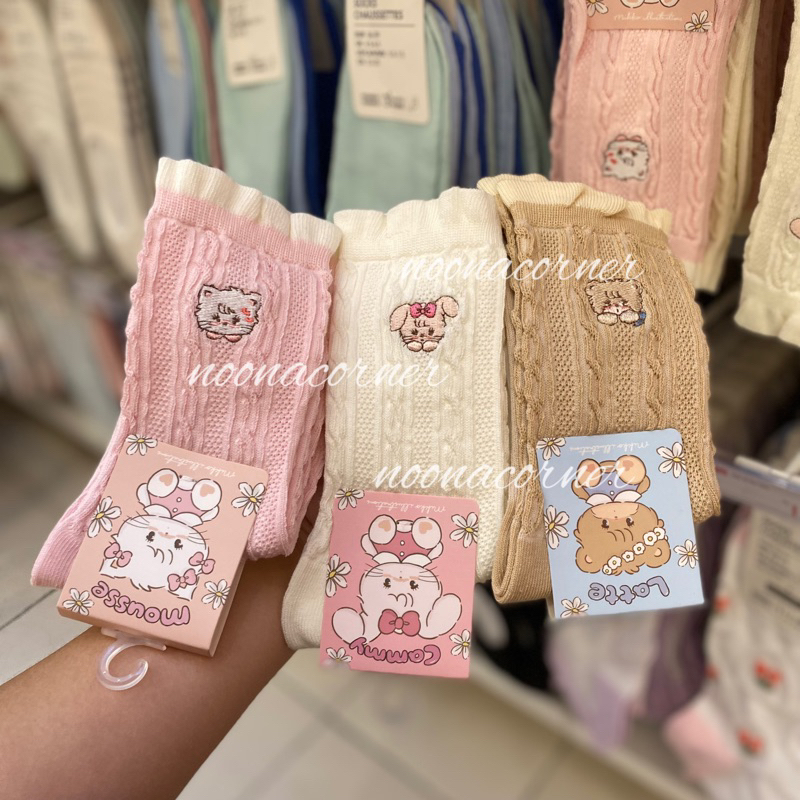 Jual Miniso x Mikko Illustrations ‼️ Kaos Kaki Pendek Renda Wanita Korea Mikko Collections ...