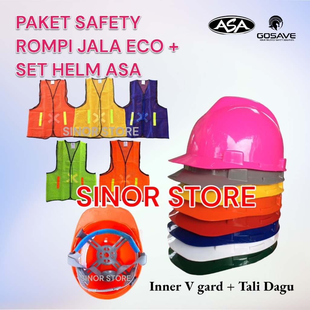 Jual Paket Safety Proyek Full Set Helm + Rompi Jaring | Shopee Indonesia