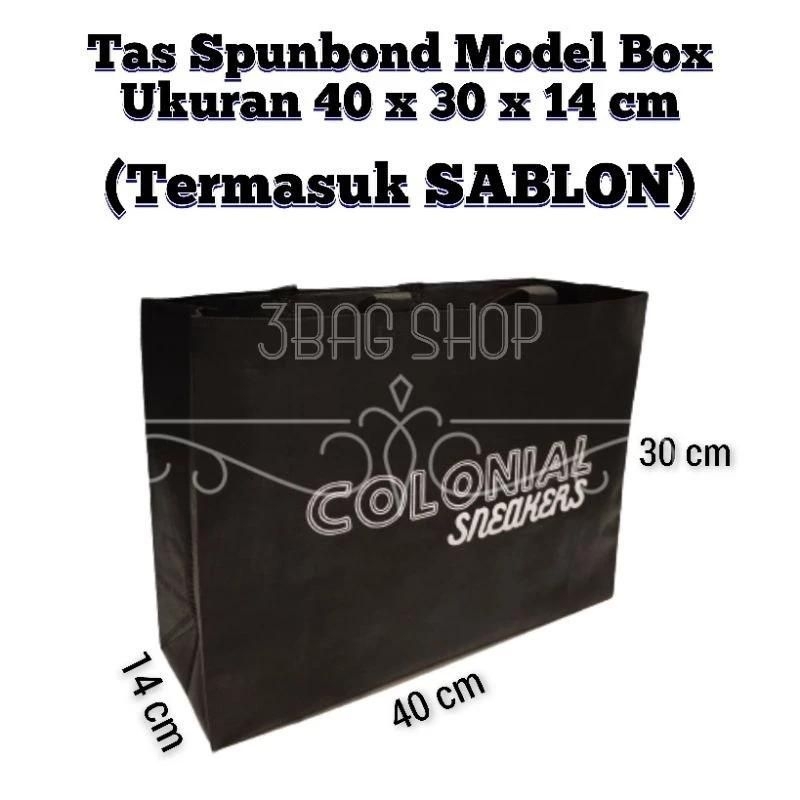 Jual (TERMASUK SABLON) Goodie Bag Tas Custom Spunbond Model Box ...