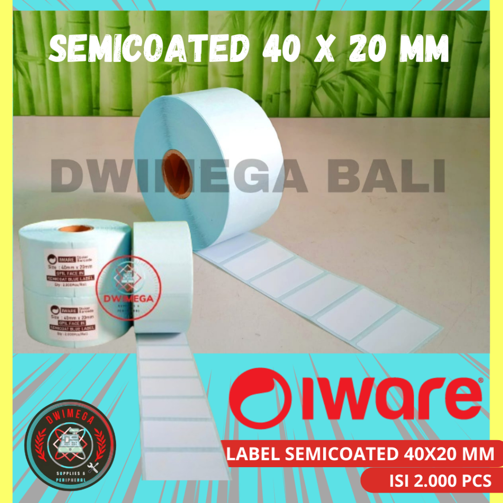 Jual LABEL BARCODE UKURAN 40x20 1 line isi 2.000 pcs JENIS SEMICOATED ...