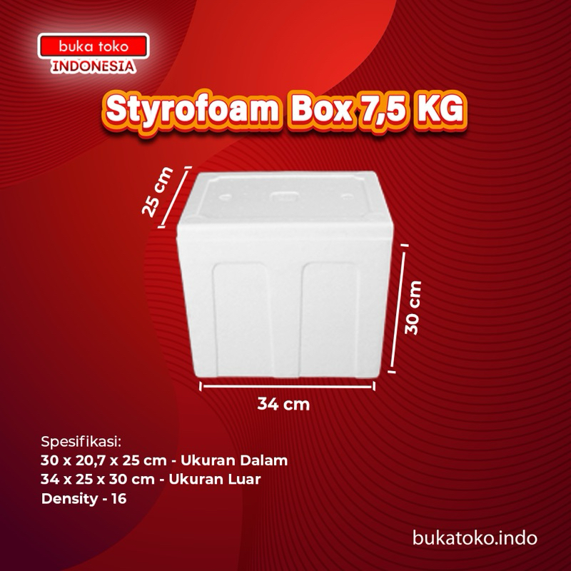 Jual Styrofoam Box 7,5 Kg | 34 x 25 x 30 | Box Ikan, Frozen Food, Sayur ...