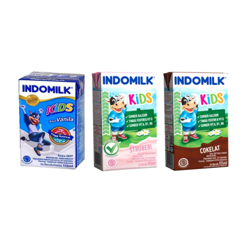 Jual Susu UHT Indomilk Kids 115ml All Varian | Coklat | Strawberry | Vanilla | Shopee Indonesia