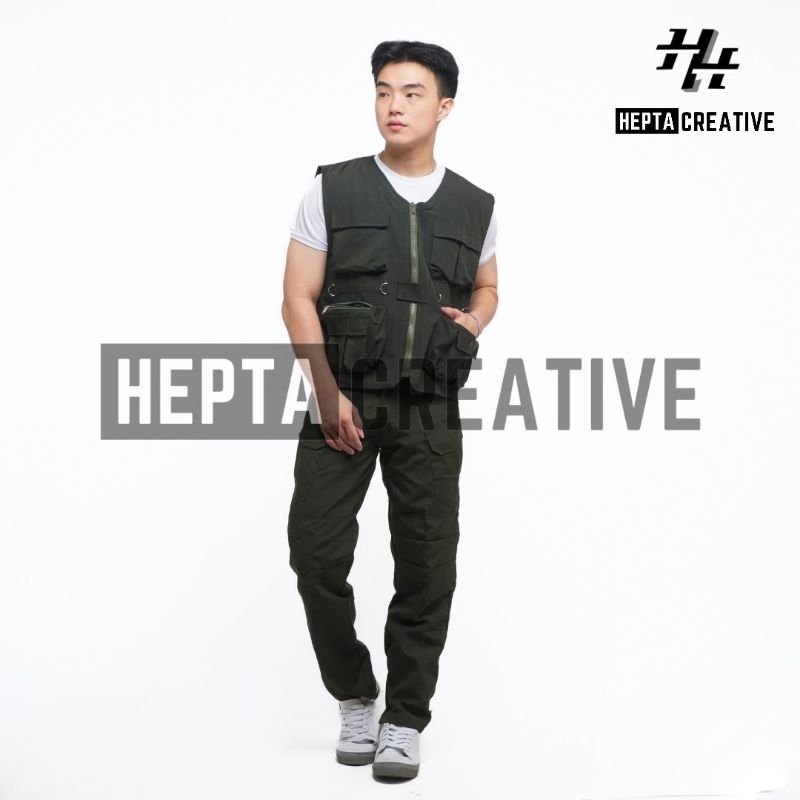 Jual ROMPI VEST CARGO MULTIFUNGSI TACTICAL HIJAU ARMY CELANA CARGO ...