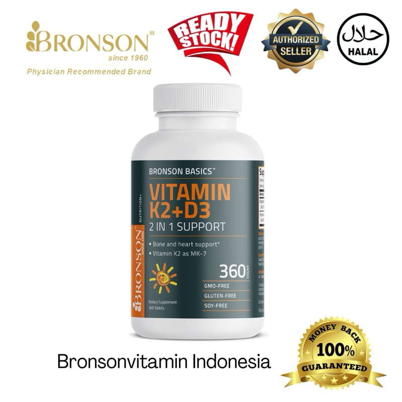 Jual Vitamin D3K2 5000iu Bronson Original USA 360 Tablet | Shopee Indonesia