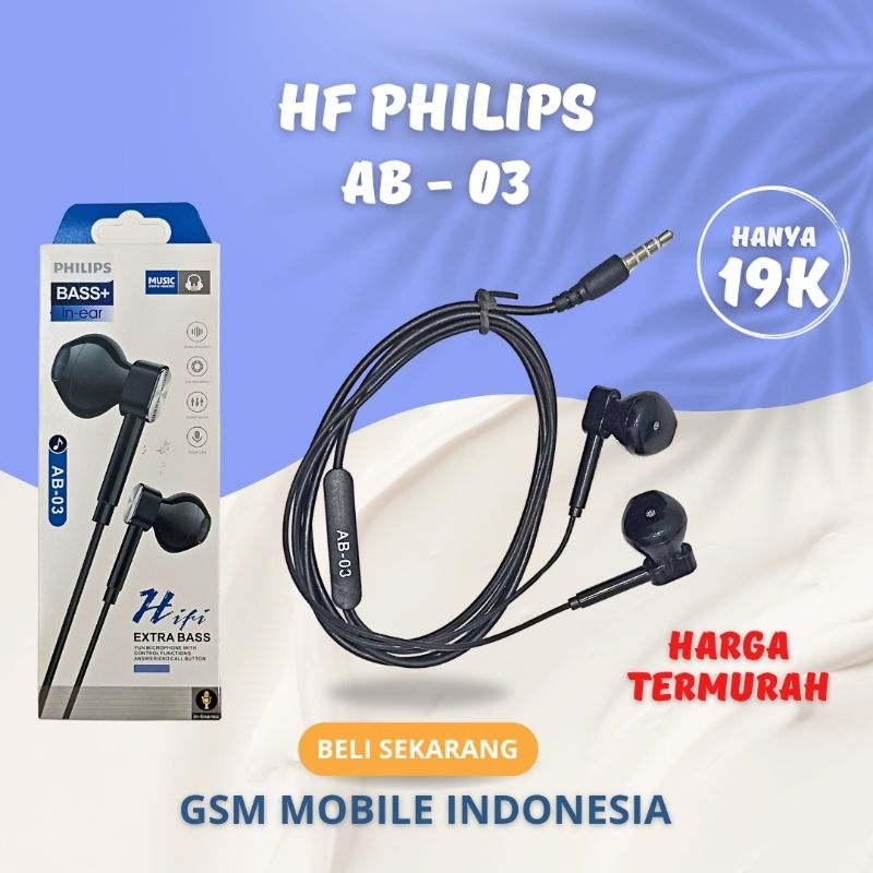 Jual PROMO SALE] Headset Hf Hansfree Philips AB - 03 Super Bass + MIC ...