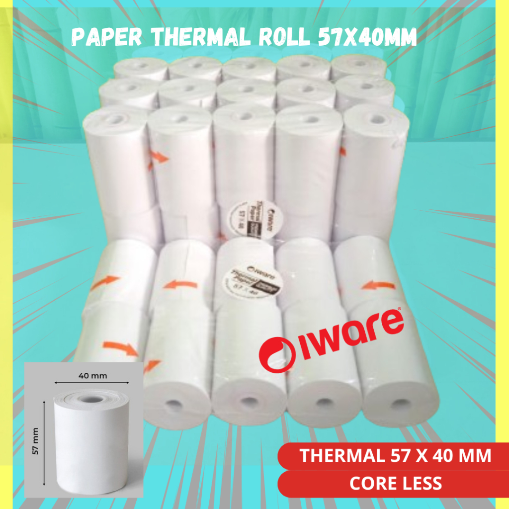 Jual Kertas termal Paket 10 roll/Kertas Struk 57x40 mm Thermal /paper ...