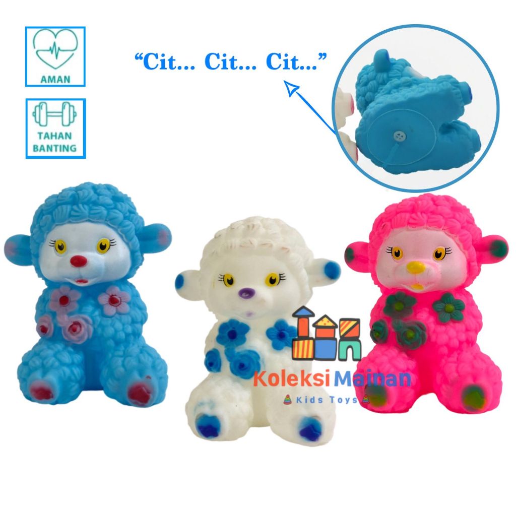 Jual Mainan domba karet mini anak laki laki perempuan pencet bunyi ...