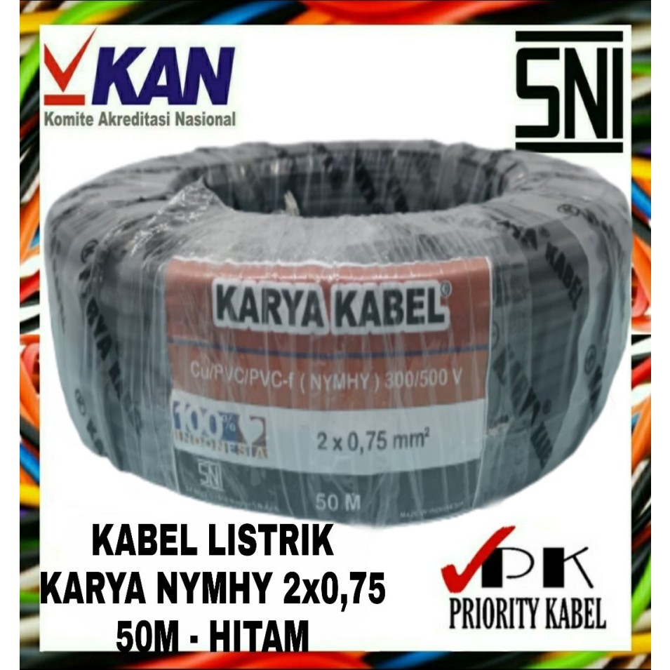 Jual Kabel Listrik Serabut KARYA NYMHY 2x0,75 2x0.75 50 Meter (50M) | Shopee Indonesia