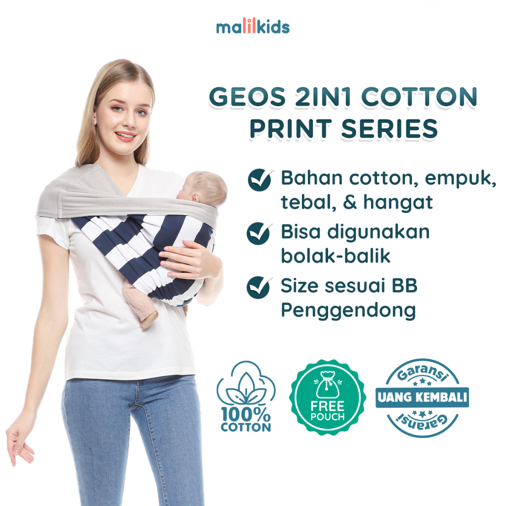 Jual Malilkids Gendongan Bayi Instan Geos 2in1 Cotton Print Series ...