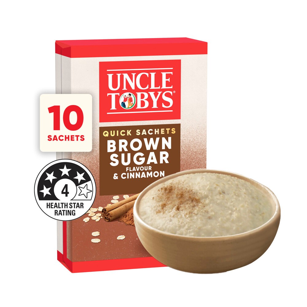 Jual Uncle Tobys Oats Quick Sachets Brown Sugar & Cinnamon | 350g ...