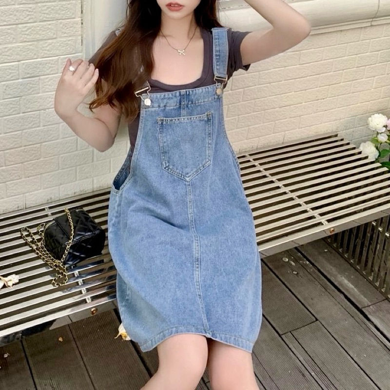 Jual [Beevalue] Jumpsuit Jeans Overall Wanita Rok 3/4 Korean Style ...