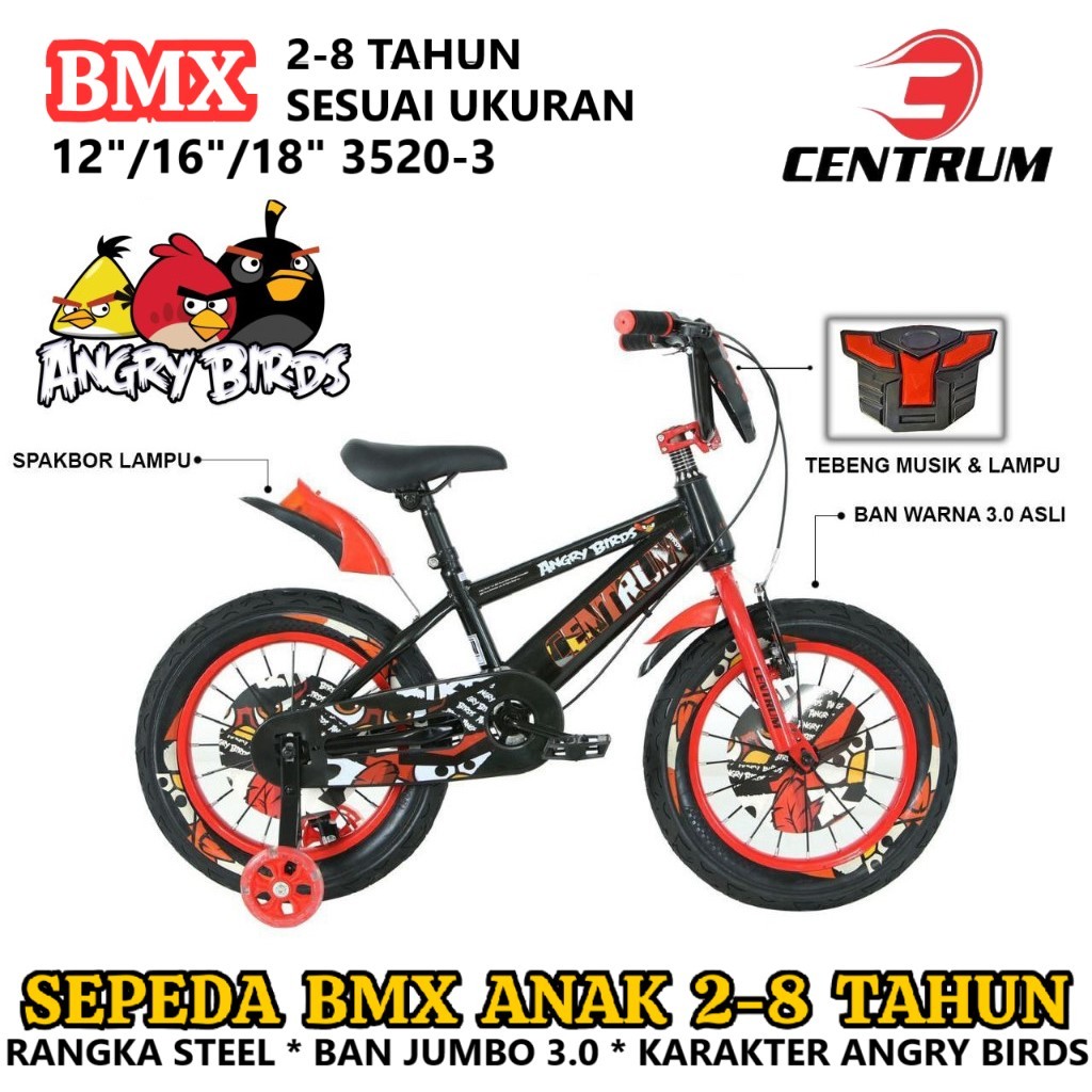 Jual Sepeda BMX Anak Centrum CT3520-3 Angry Birds 12" 16" 18" Ban Tapak ...