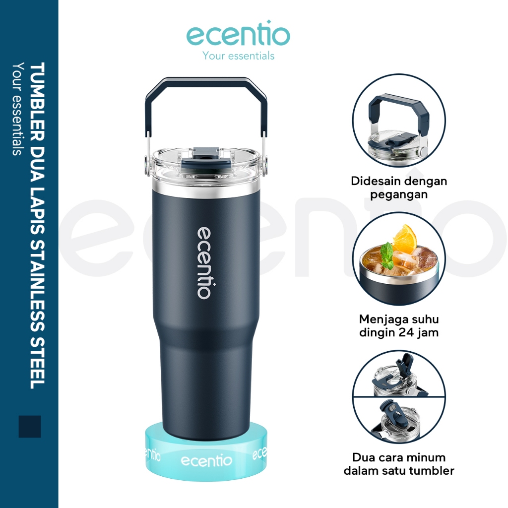 Jual 【Ready stock】ecentio tumbler minum stainless 900ml premium botol minum aesthetic besar ...
