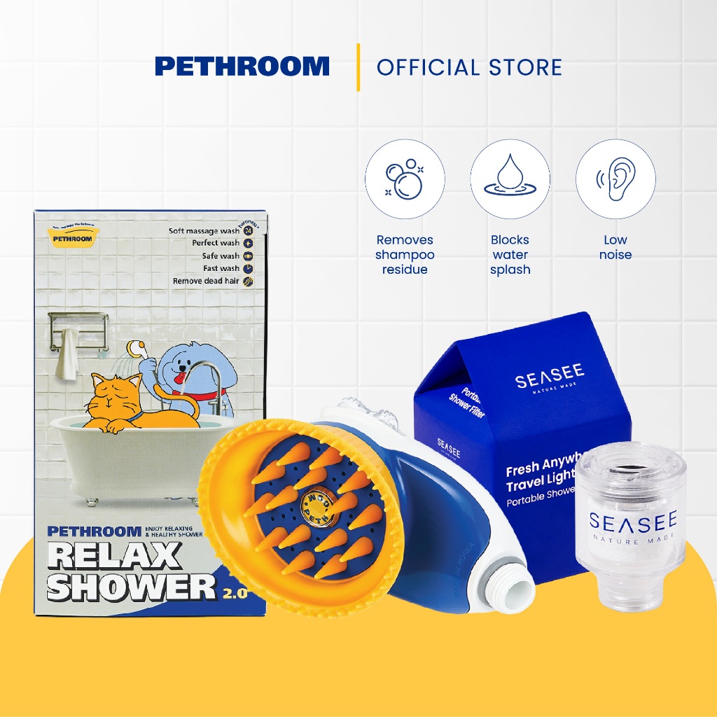 Jual PETHROOM X SEASEE Pet Bathing Tool Scrubber with Shower Filter | Shopee Indonesia