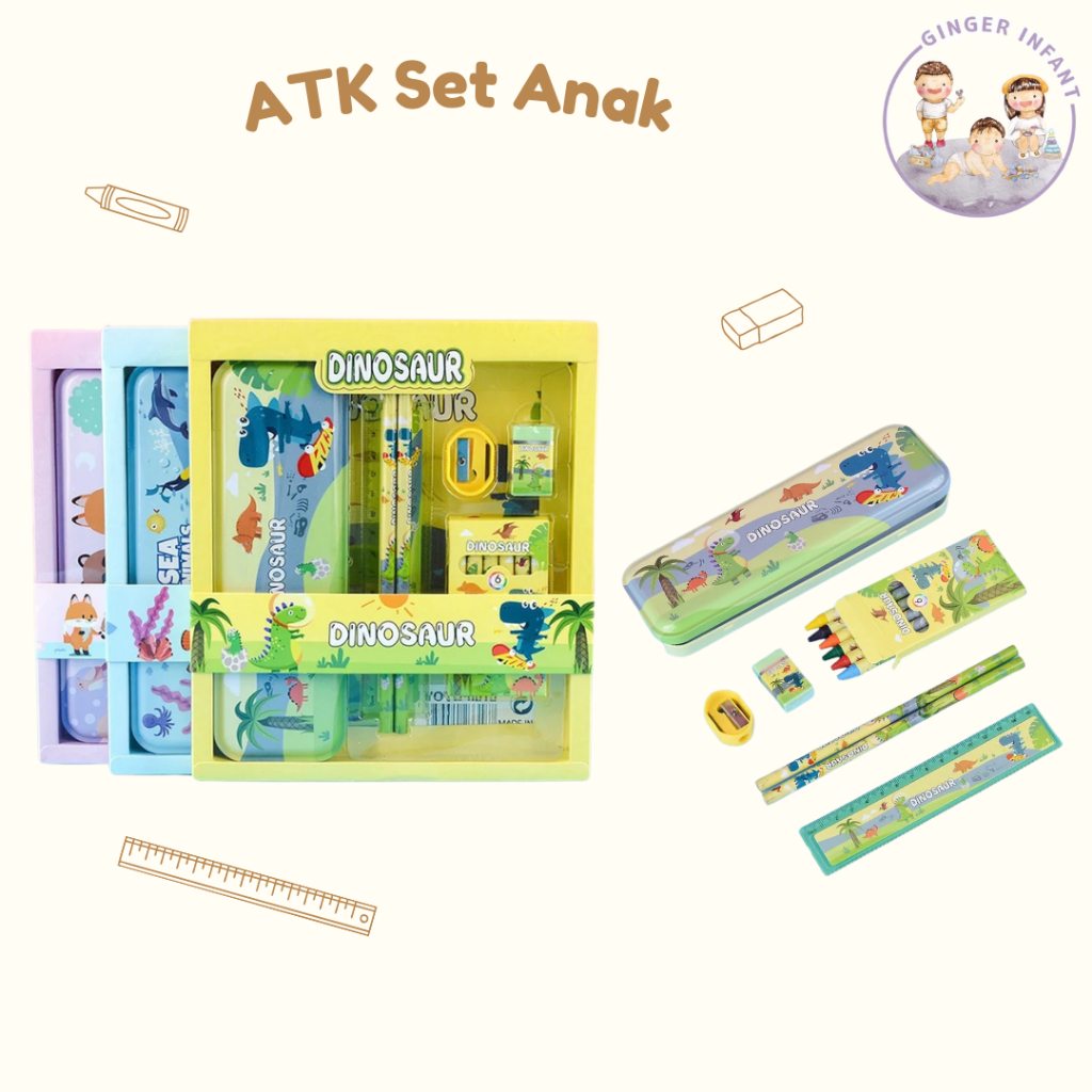 Jual GINGERINFANT paket alat tulis anak kotak pensil anak souvenir ulang tahun atk set anak ...