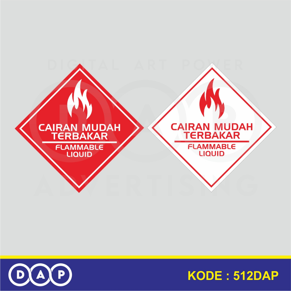 Jual 512 - STIKER LABEL CAIRAN MUDAH TERBAKAR - 25 X 25 CM - VINYL ...