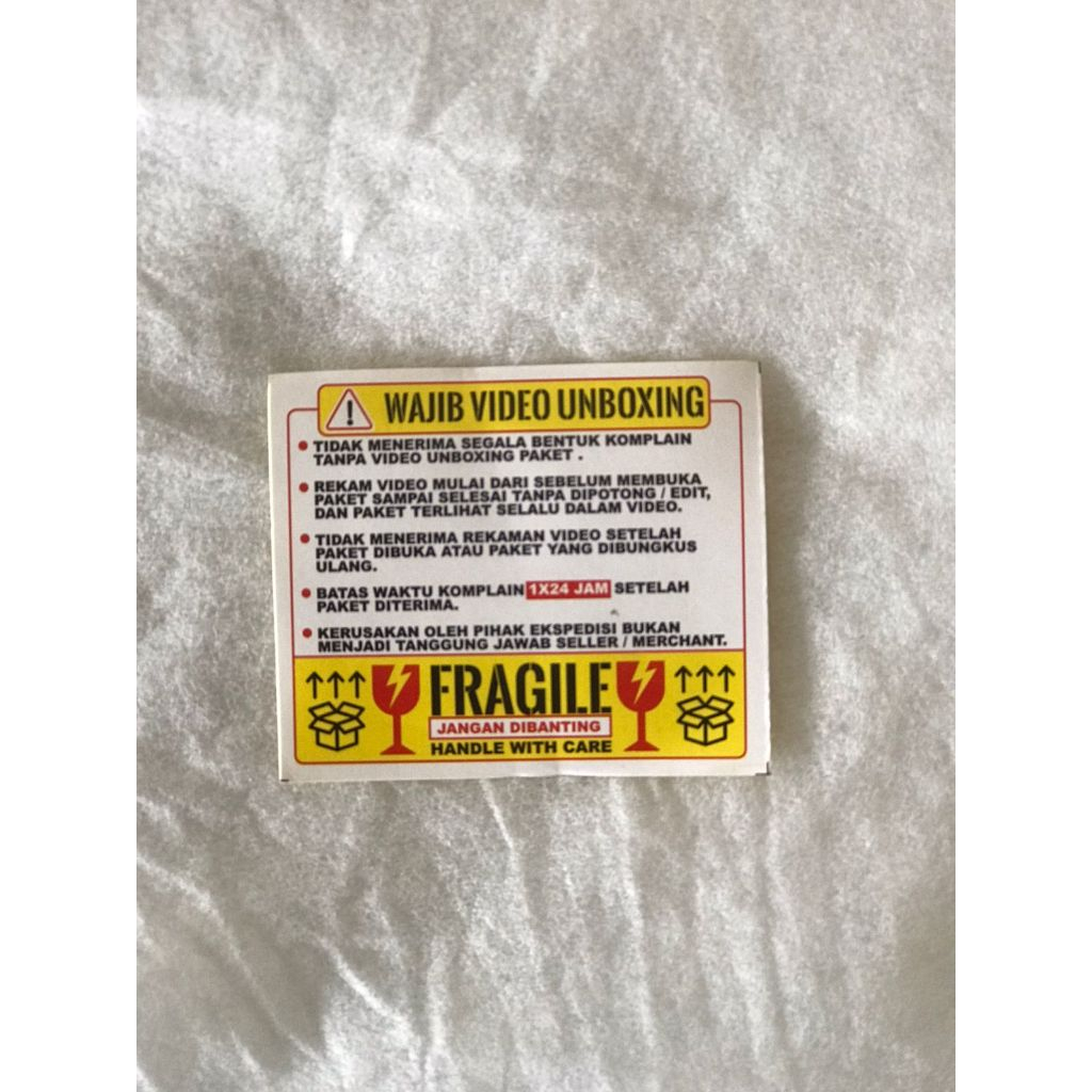 Jual sticker label fragile video unboxing pecah kemasan ukuran 6x5cm ...