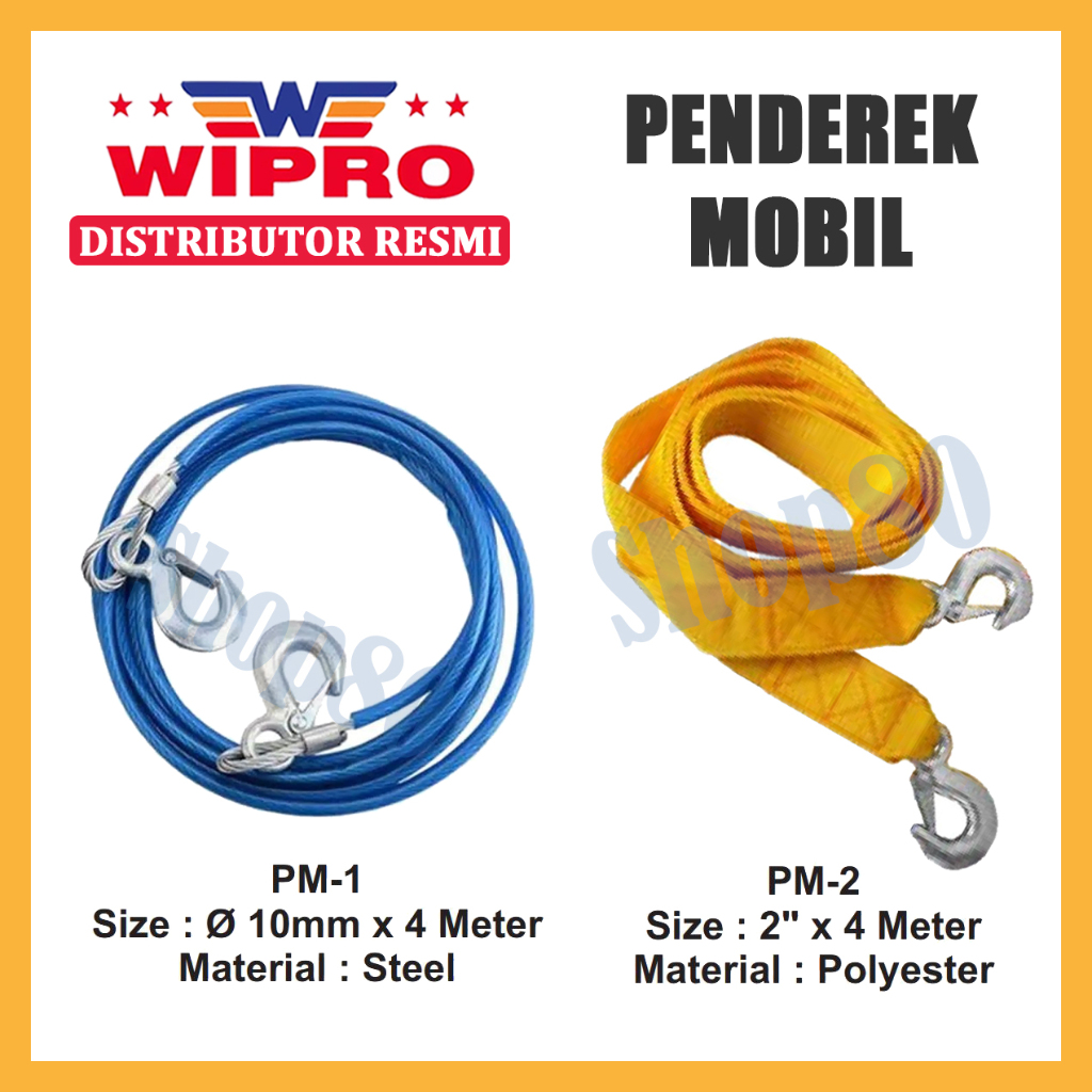 Jual Wipro Tali Derek Mobil Penderek Tow Towing Rope Sling Baja 4m 4 ...
