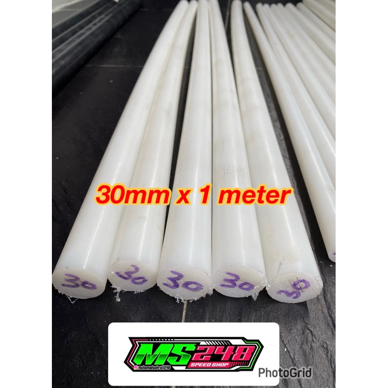 Jual Nylon PE batangan 30mm x 1 meter) putih Nylon Rod Polyethylene bahan bandul teflon bandul ...