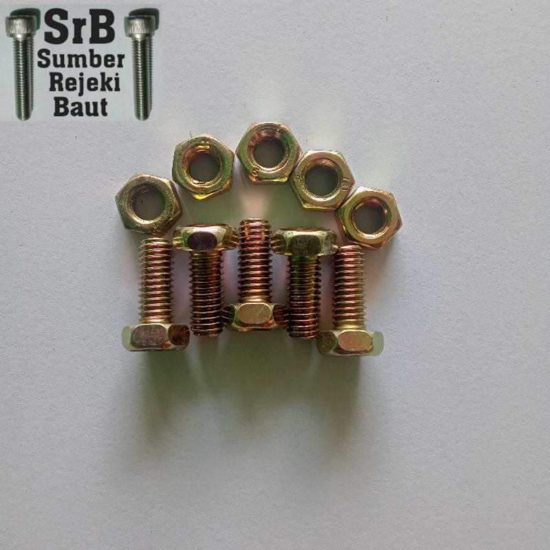Jual Baut Mur Kuning M6 x 15 Harga Satuan | Shopee Indonesia
