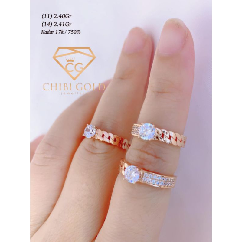 Jual CHIBI GOLD : Cincin cuban mata emas 750 kadar 17k C240241 ...